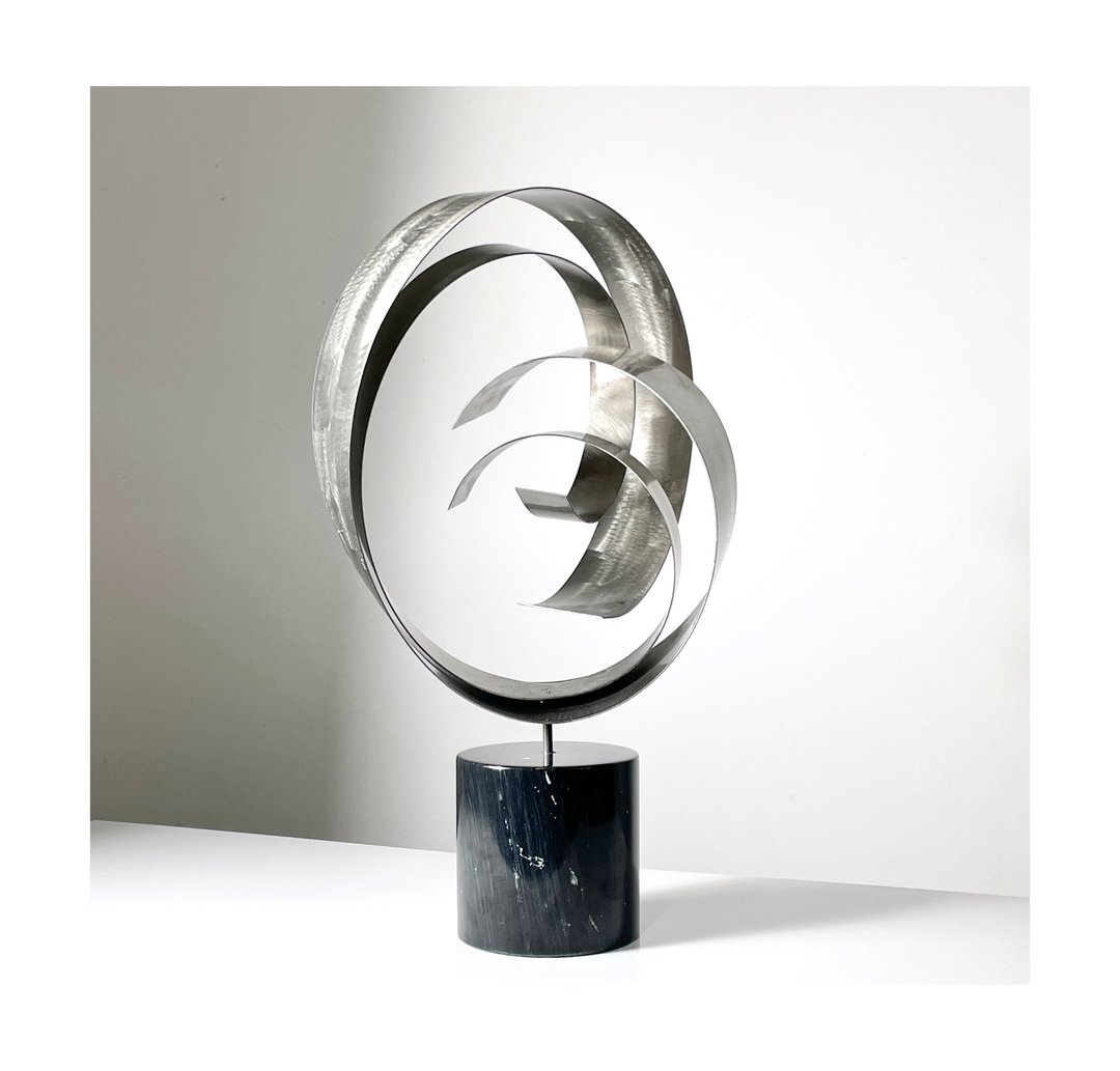 Vintage Curtis Jere Kinetic Ribbon Sculpture on Marble Base Mid | 20c ...