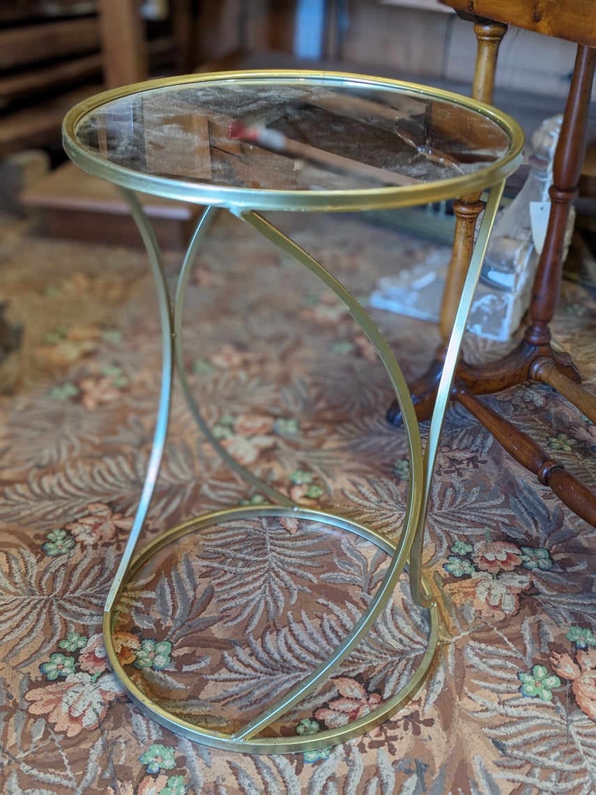 Mirrored Top Gold Side Table | Earthwise Architectual Salvage (Seattle ...