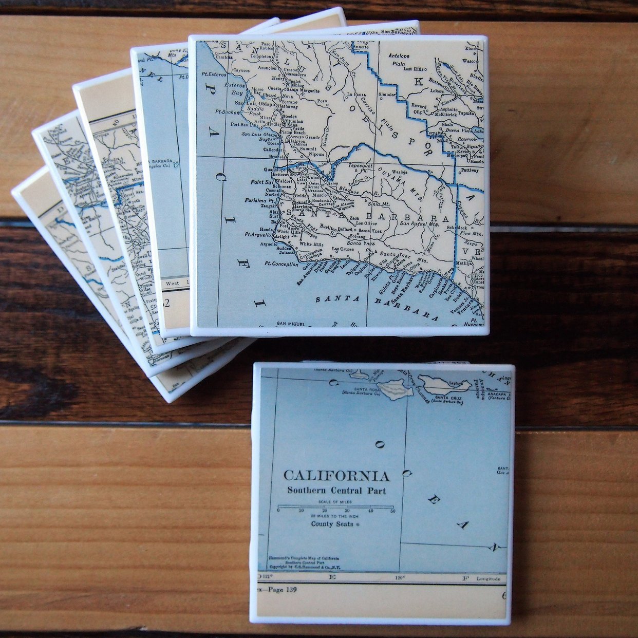 1931 Southern Central California Map Coaster Set of 6. Vintage | All ...
