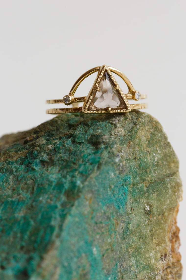 Lio + Linn Power Triangle Ring with Smokey Quartz | Moon+Arrow | Queen ...