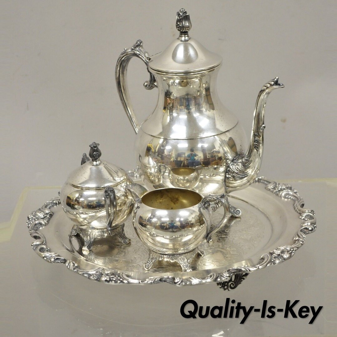 Vintage Silver Plate FB Rogers Tea Set Amston Round Serving | Quality ...