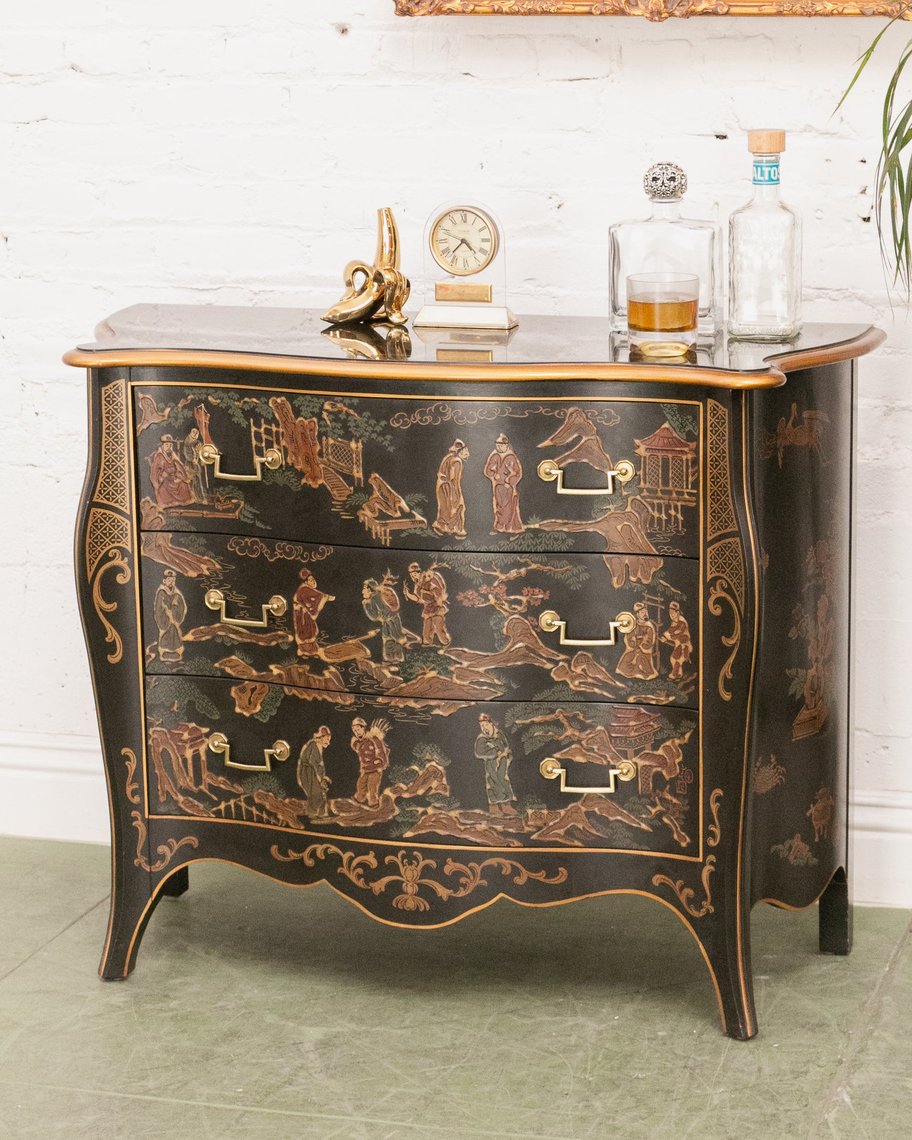 Vintage Drexel Et Cetera Collection Serpentine Chinoiserie Chest of Drawers | Sunbeam Vintage ...