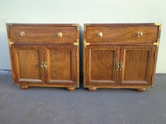 2 Campaign Nightstands by Bernhardt Cabinet Bedside Tables Nightstand ...
