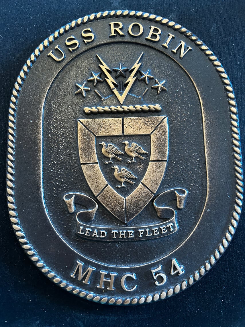 m/f USS Robin MHC-54 Plaque | Annapolis Maritime Antiques | Annapolis, MD