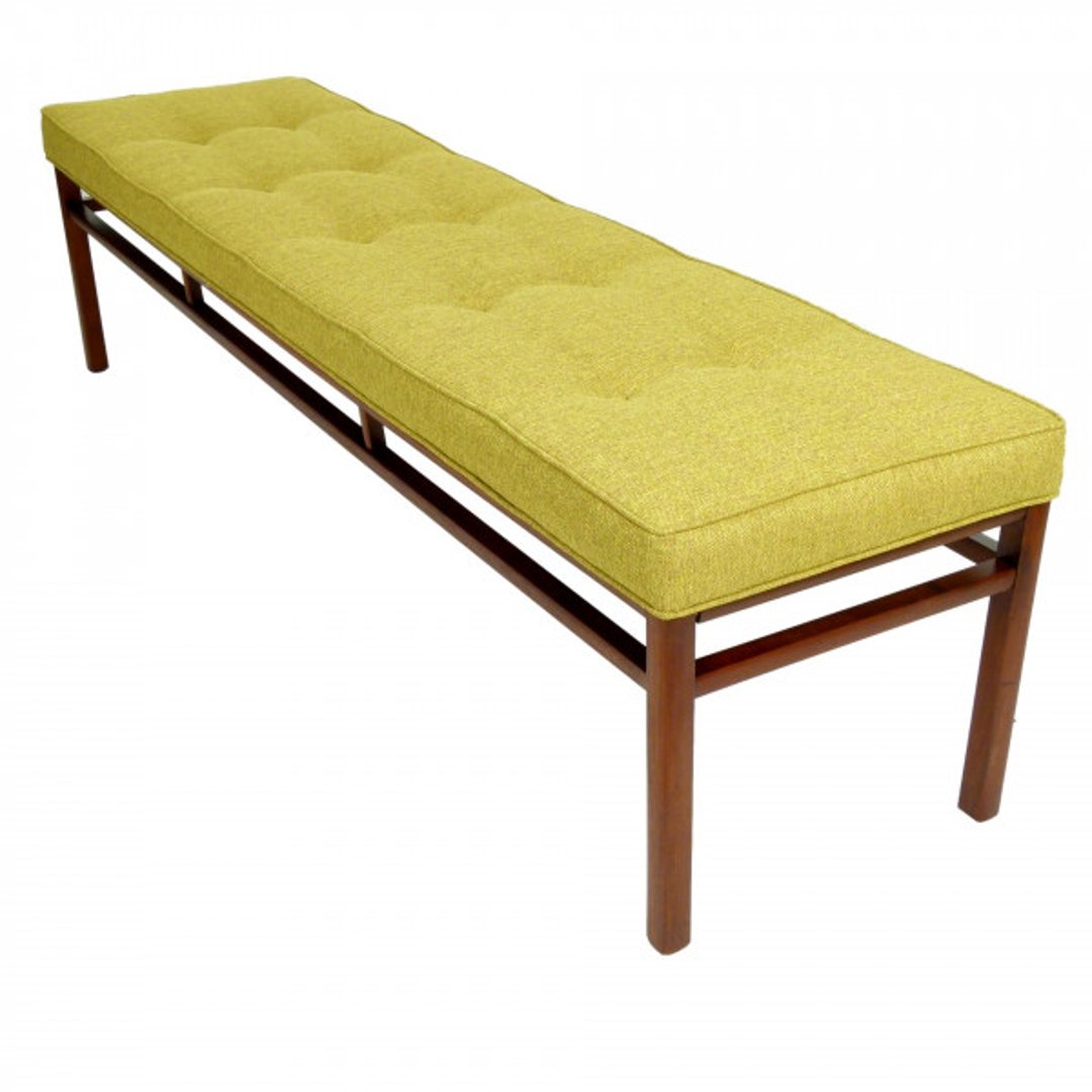 Upholstered Bench with Walnut Base | City Issue | Candler Park ...