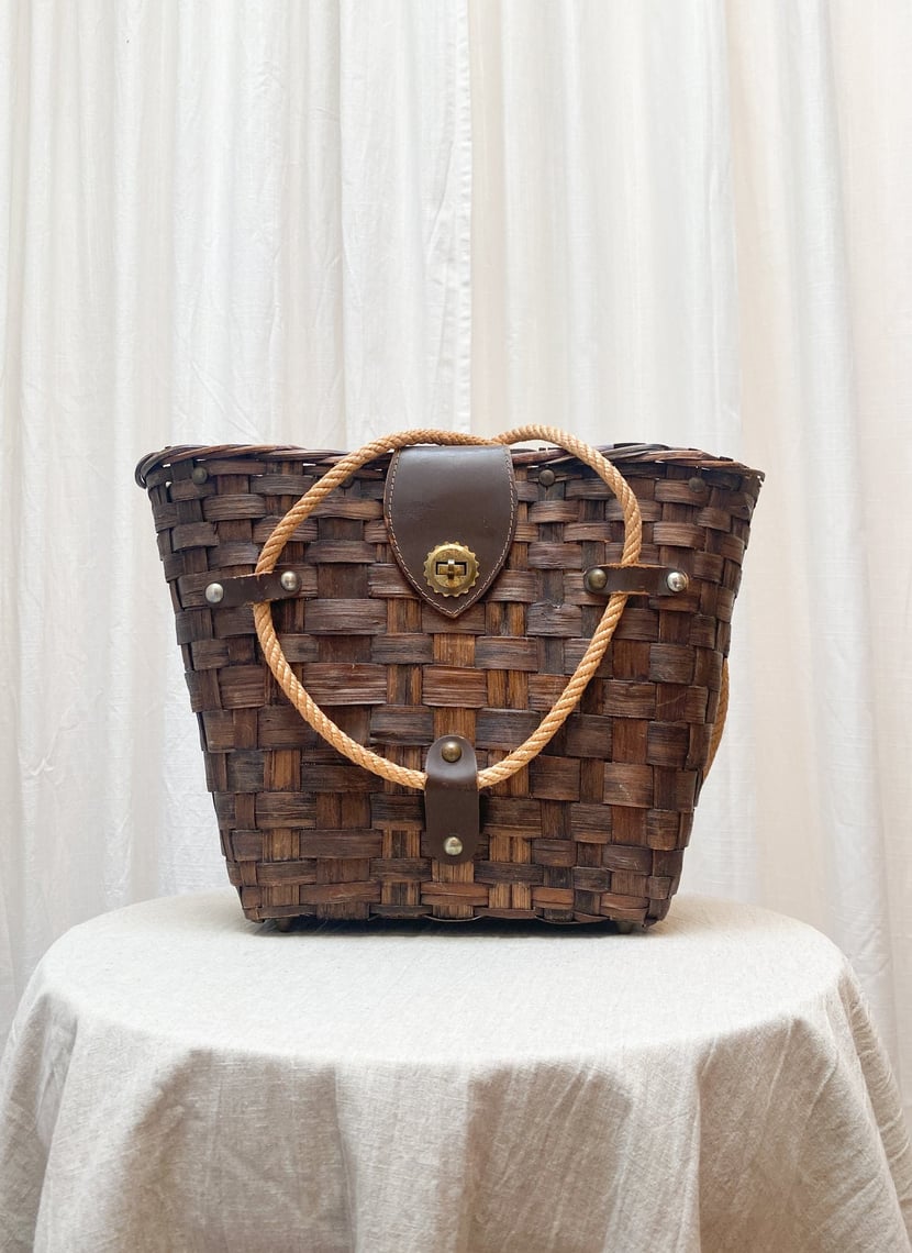 1960s Large Wicker Tote with Rope Handles | Wayward Collection ...
