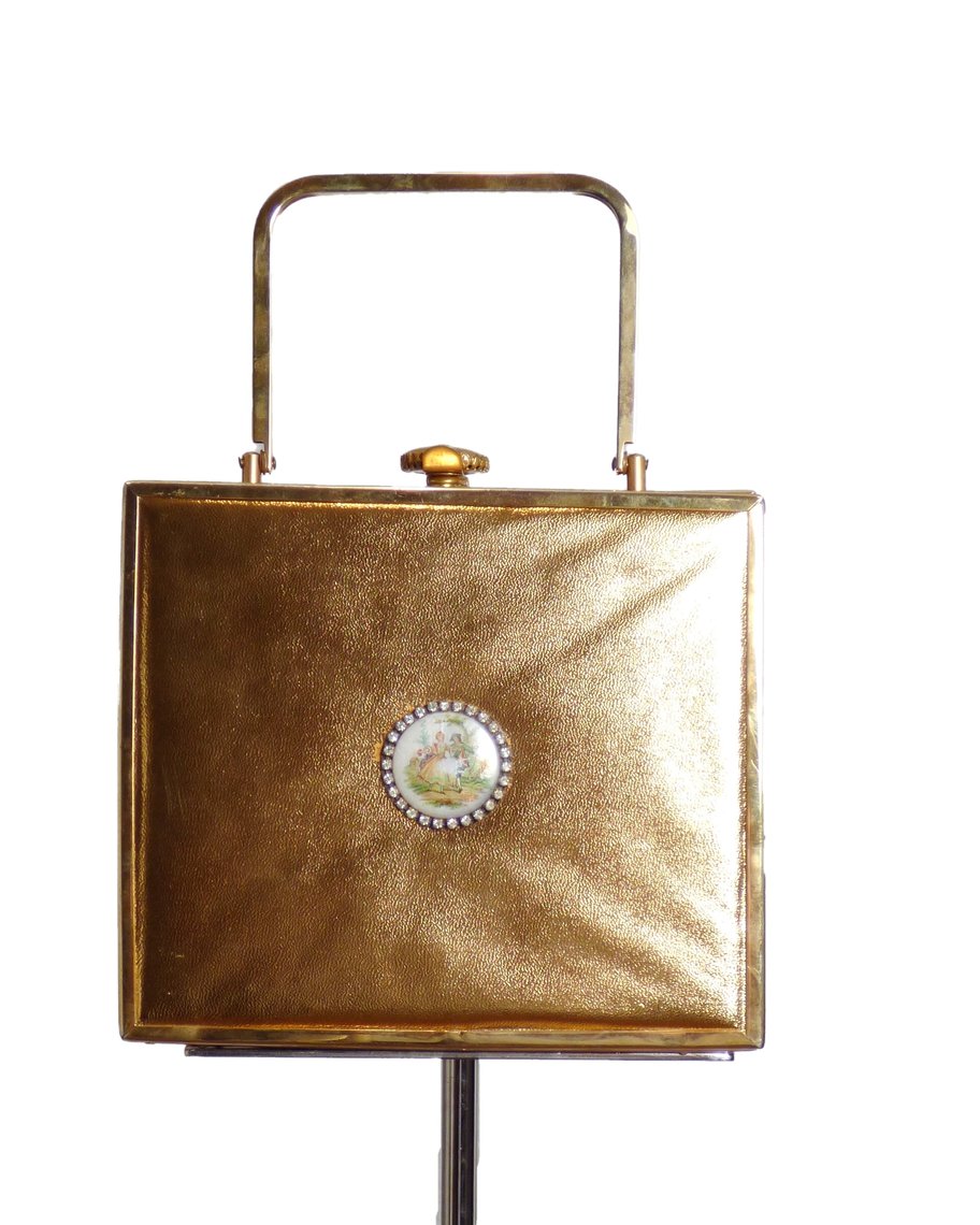 1960s Gold Metallic Box Purse | Vintage Martini | Dallas, TX