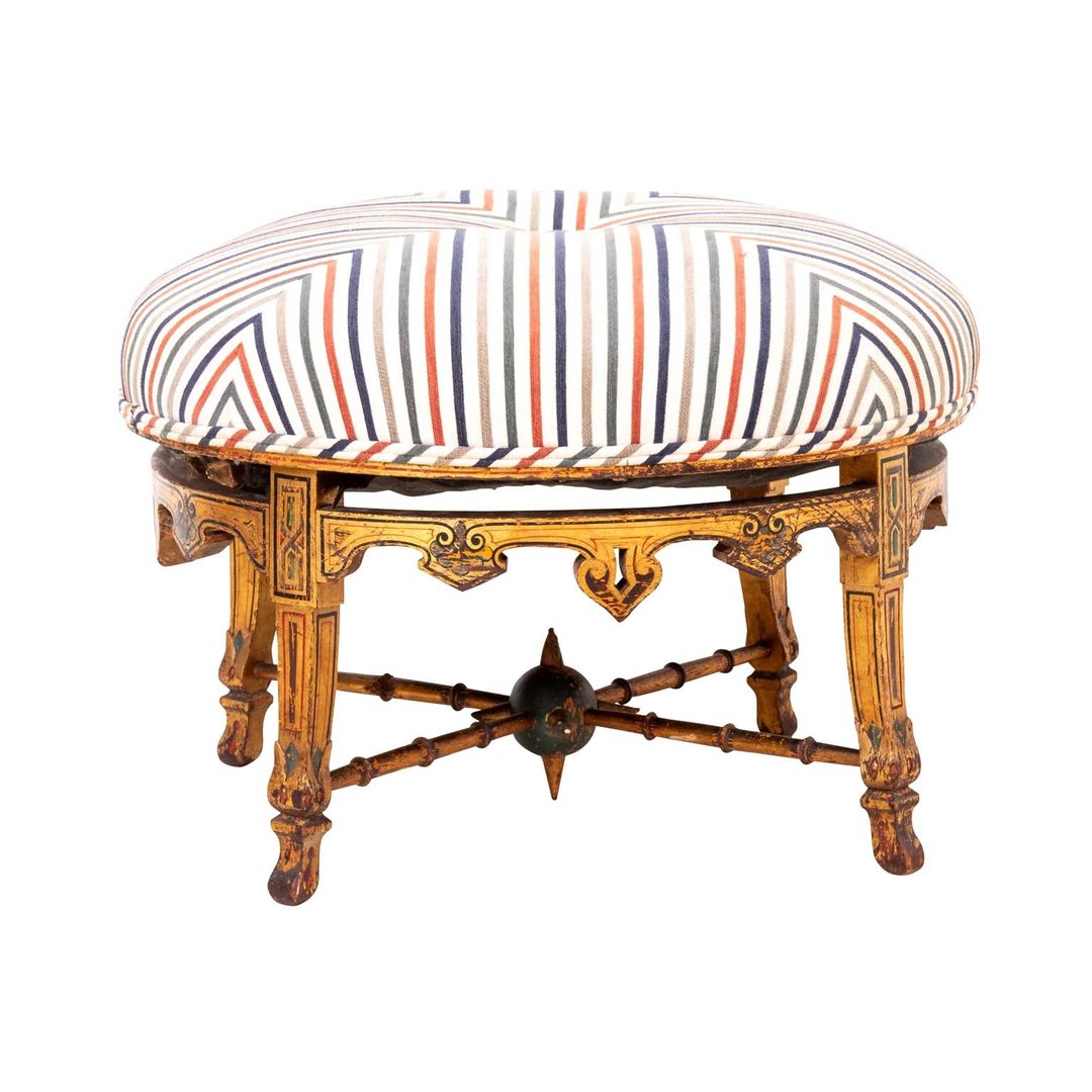 Circa 19th Century English Round Ottoman | The Antique and Artisan ...