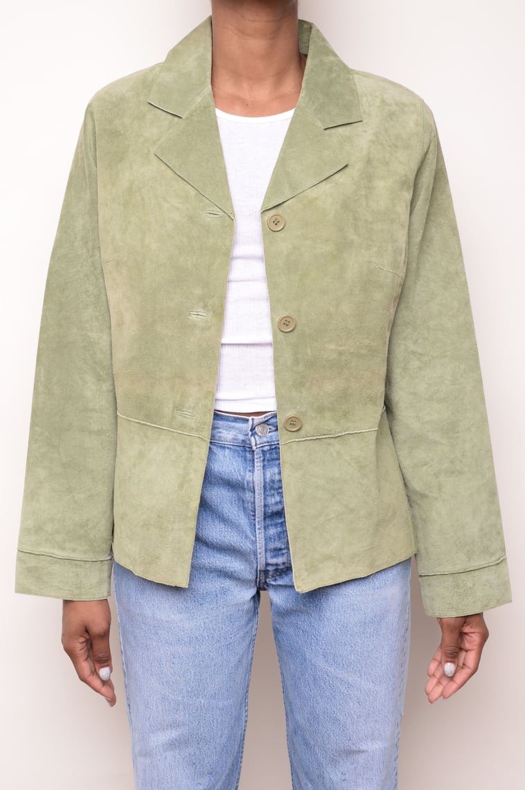 Spring Green Suede Jacket | The Vintage Twin | Manhattan - New York, NY