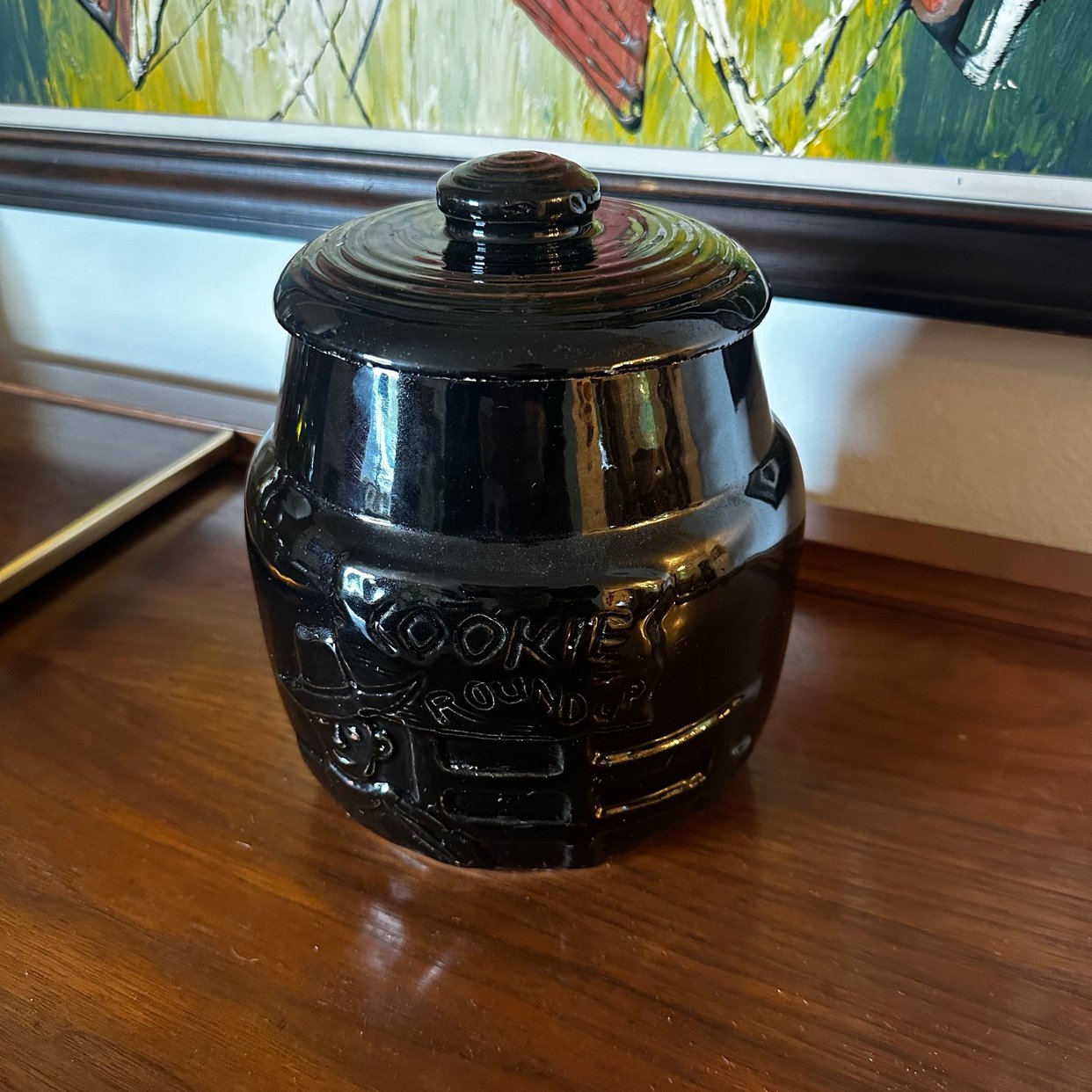 Antique McCoy Pottery Stoneware Cookie Jar Western Themed | Desert ...