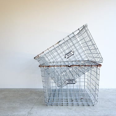 Vintage Metal Locker Basket Single Square Locker Basket Numbered ...