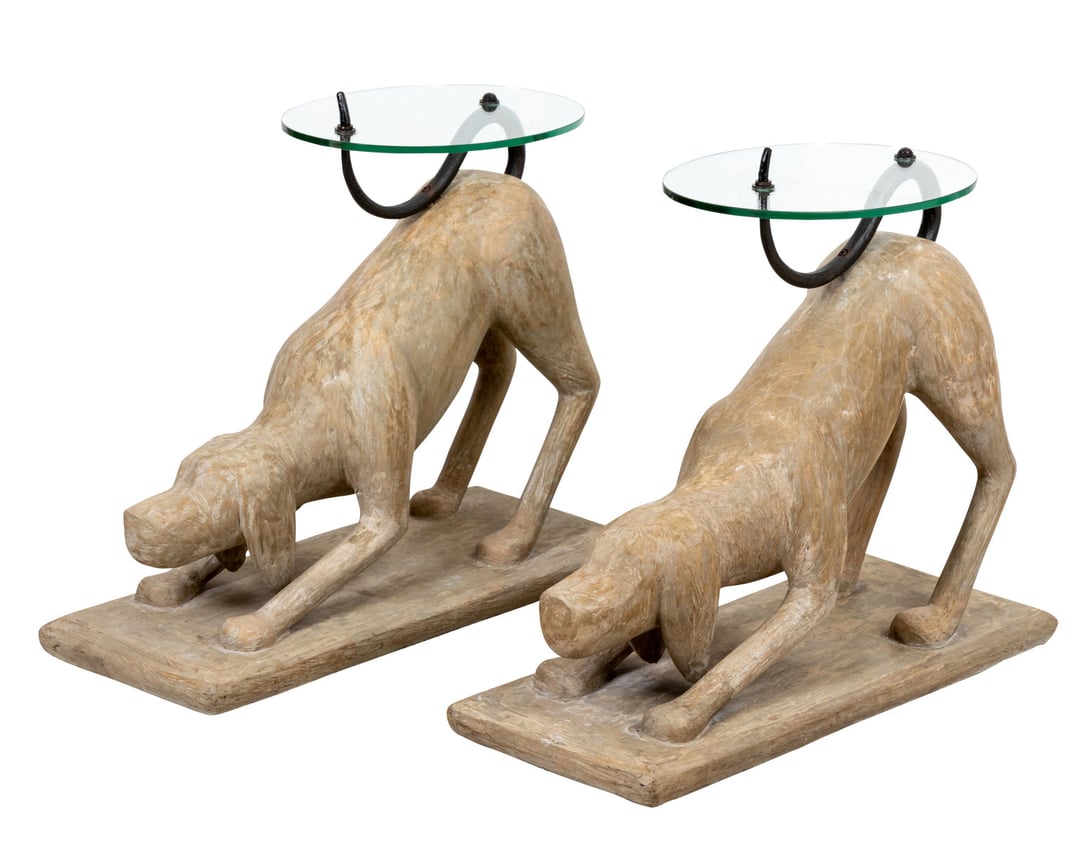 Pair of Cast Cement and Iron Dog Tables | The Antique and Artisan ...