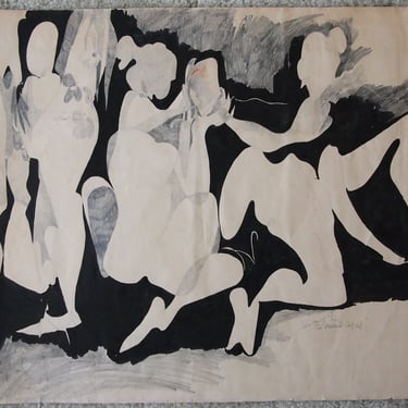 Original 1968 Rita FECHER ABSTRACT Expressionist PAINTING 18x24 ...