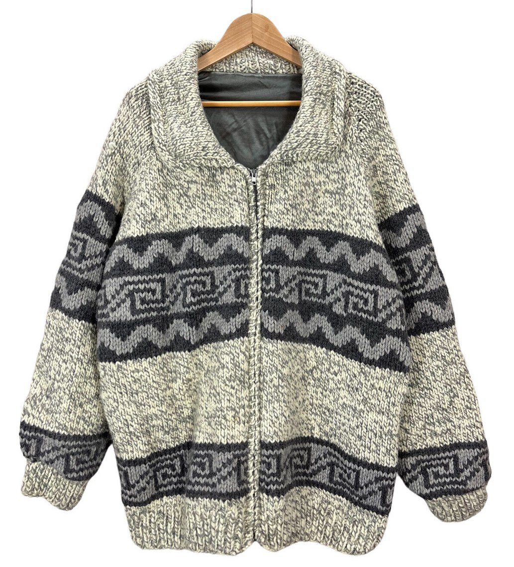 Vintage Wool Aztec Print Shawl Collar Cowichan Sweater XL | Downtown ...