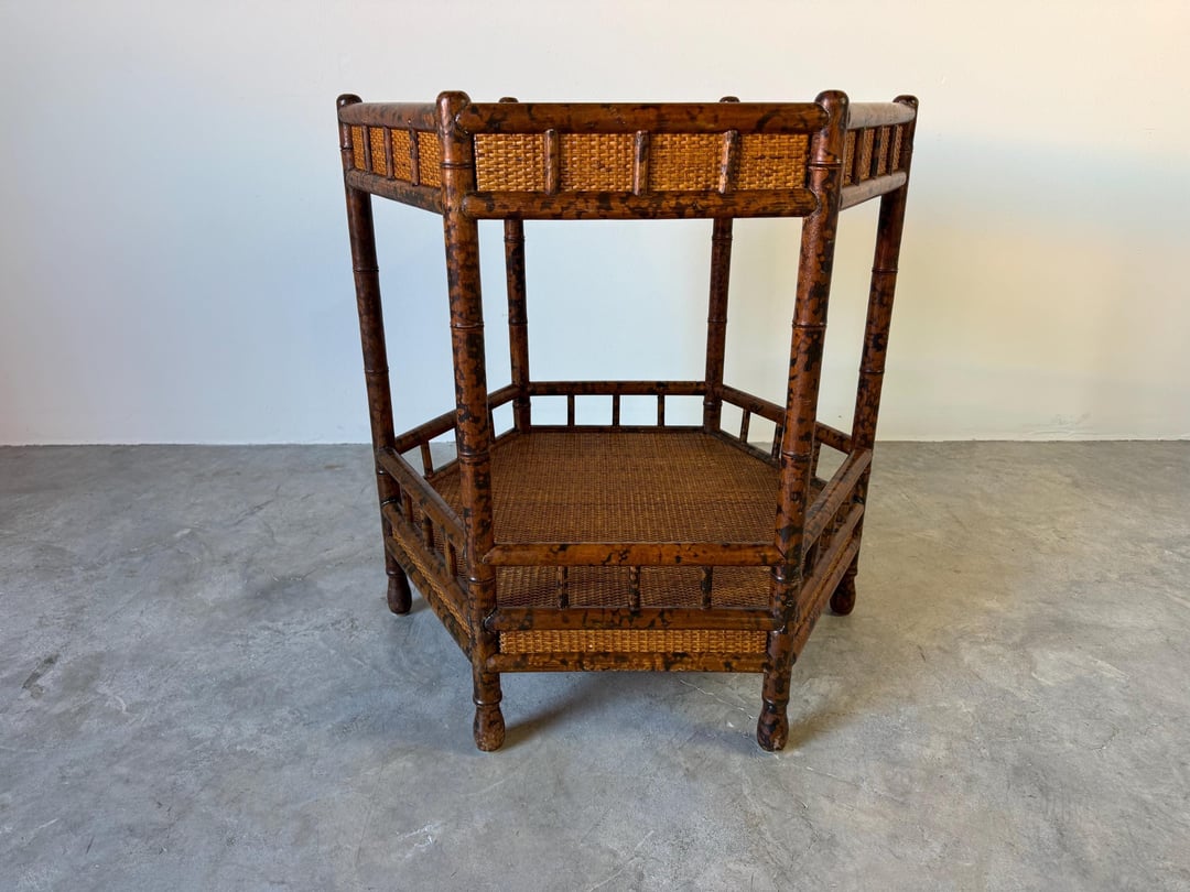 Vintage Faux - Tortoise Shell Finish Rattan and Cane Hexagonal | Miami ...