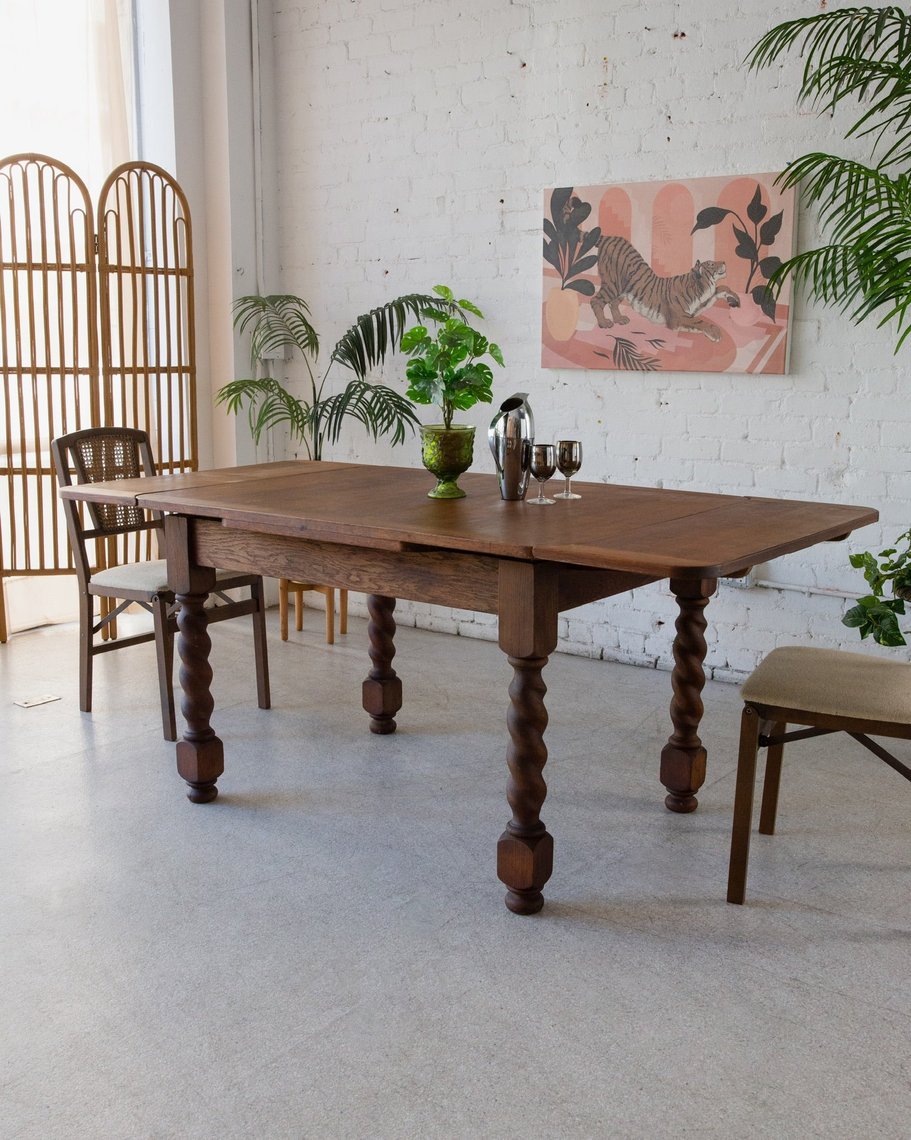 Spiral Leg Dining Table with Pullout Leaves | Sunbeam Vintage ...