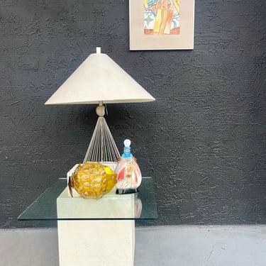 Plaster Cantilevered Glass-top Table | Revival Vintage | North Loop ...