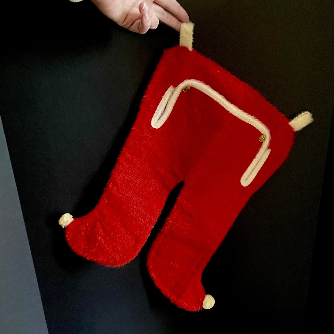 Vintage Fuzzy Christmas Stocking - Santa's Britches, Trap Door Pants ...