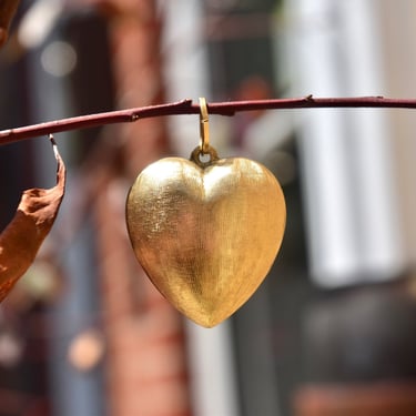 14K Puffed Yellow Gold Heart Pendant, Large Two-Sided | Good's Vintage ...