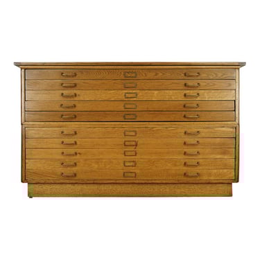 Vintage 10 Drawer Oak Flat File Map Cabinet | Olde Good Things ...