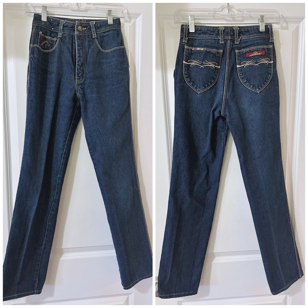 1980s Vintage Jordache Dark Wash Embroidered Jeans / 80s High Waisted ...