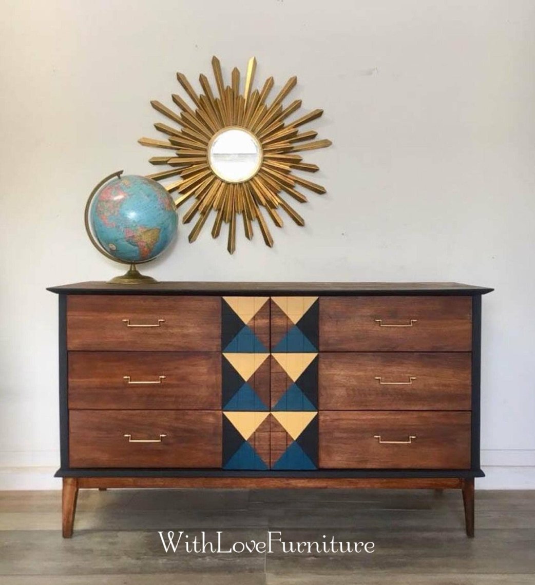 Vintage MCM Mid Century Modern Six Drawers Dresser / Buffet , Credenza ...