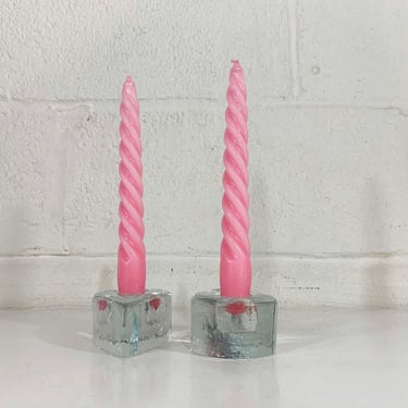 Vintage Glass Blenko Candle Holders Pair Candlesticks Mid-Century ...