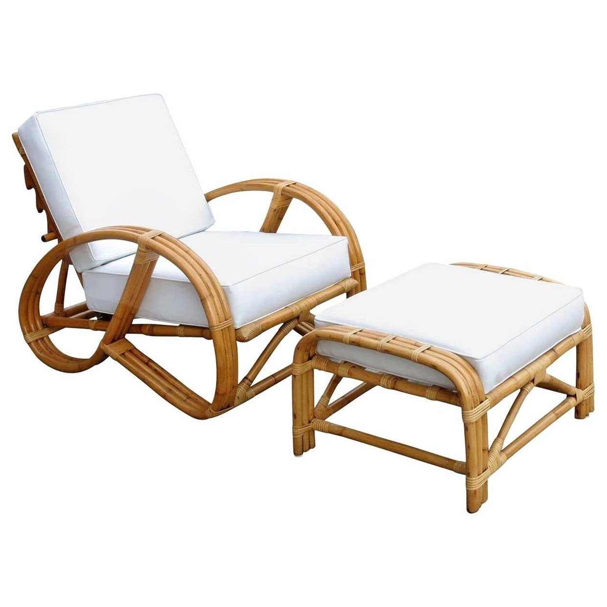 Rare Restored 3/4 Pretzel Rattan Reclining Lounge Chair w/ | Harvey's on Beverly - Van Nuys ...