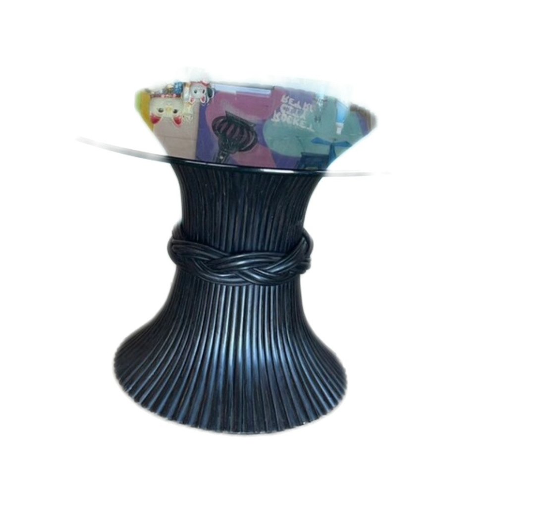 Vintage 1970s McGuire Ebonized Reeded Bamboo Wheat Sheaf Form Table ...