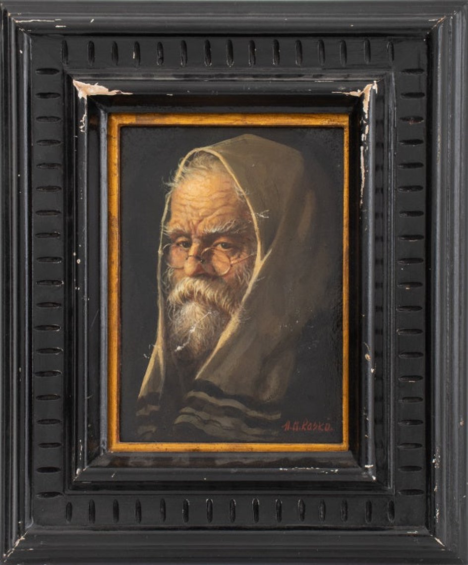Maximillian Rasko Portrait of a Rabbi Oil on Board | Showplace Antique ...
