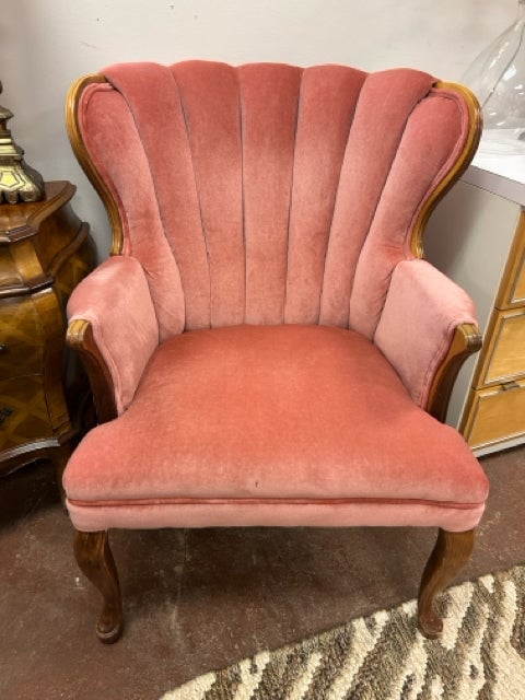 Vintage Pink Velvet Channel Back Chair | Turn the Tables - Northbrook ...