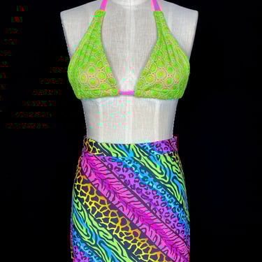 Green Patterned Mesh Bikini Top, Green Lacy Print | MessQueen New York ...