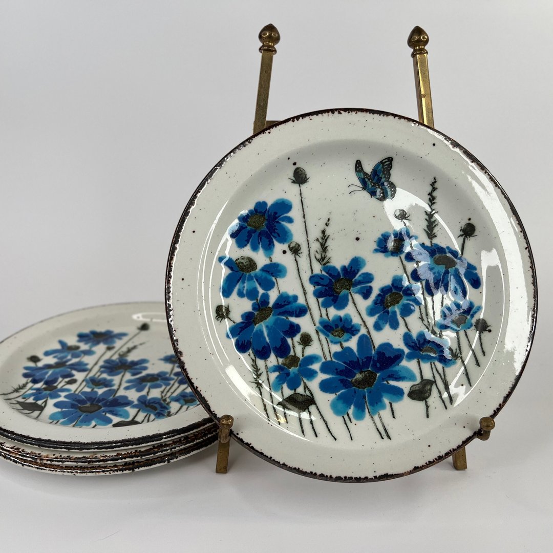 Stonehenge Midwinter "Spring" Blue Flowered 7" Dessert Plates, Set of 4 ...