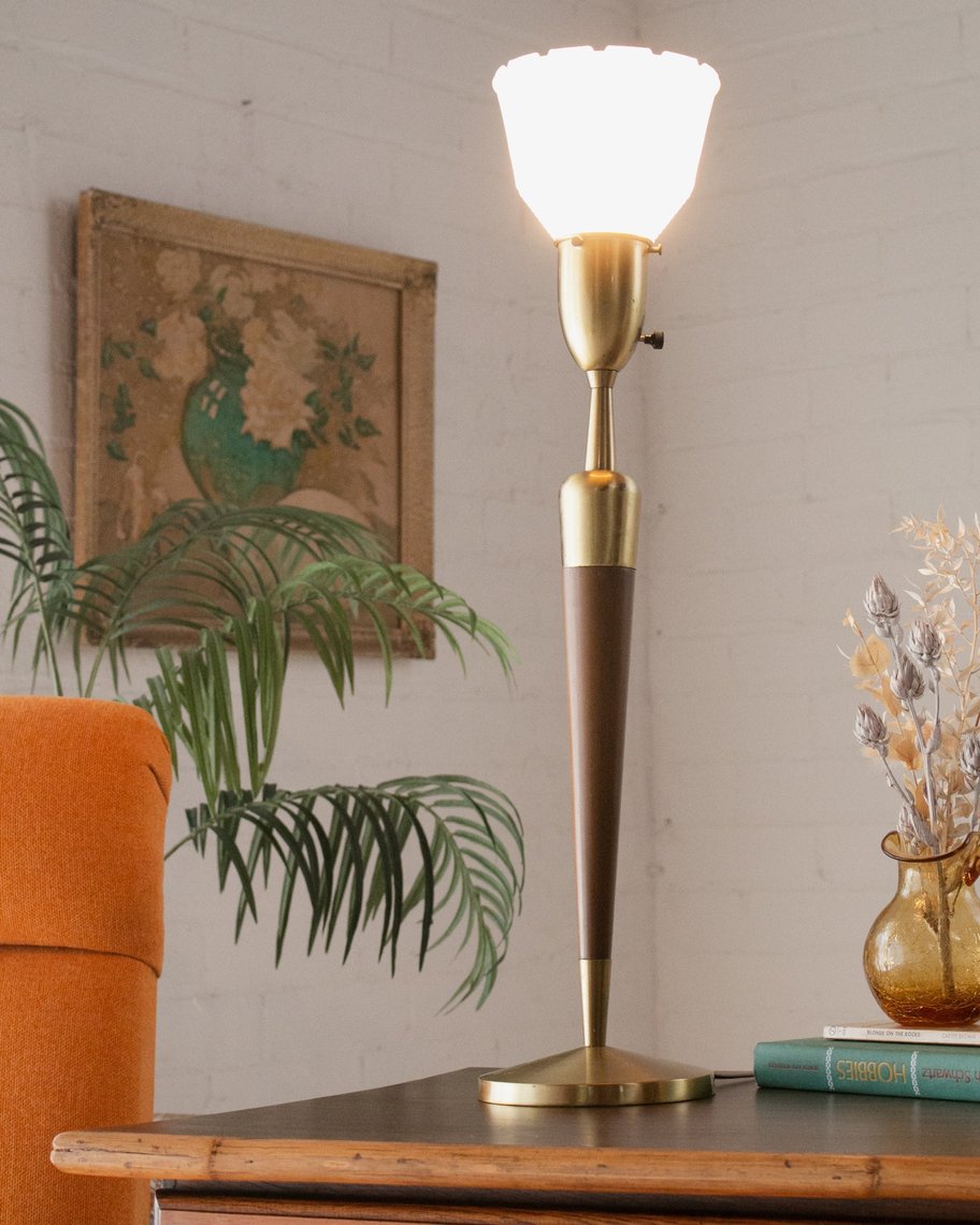 Walnut Vintage Torchiere Table Lamp | Sunbeam Vintage | Highland Park ...