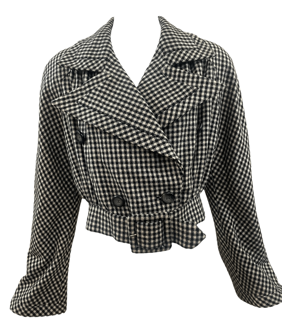 Valentino Couture 80s Checkered Wool Double Breasted Cropped Jacket ...