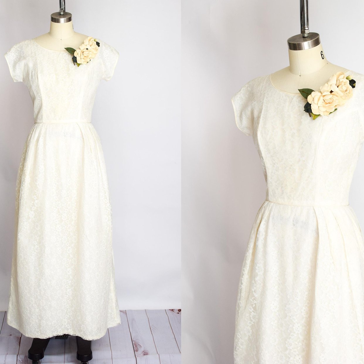 Vintage 1960s Floor Length Lace Wedding Gown | S/ | We, McGee Vintage ...