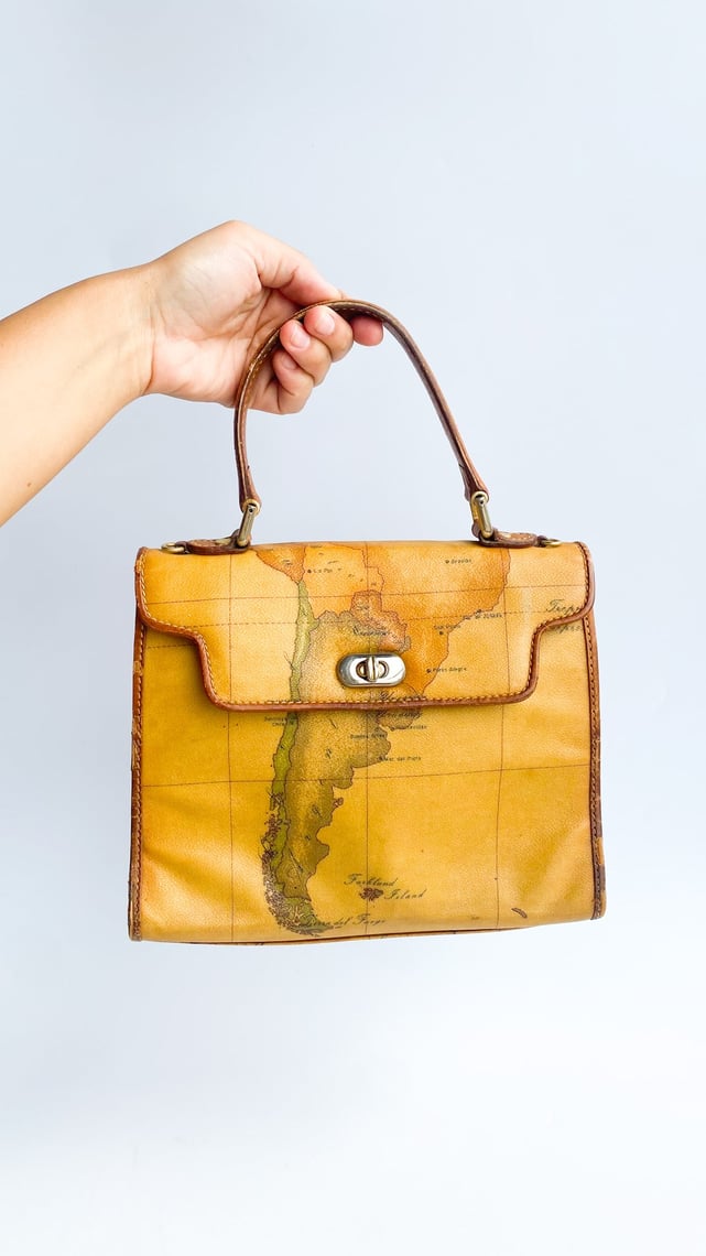 Vintage Italian Leather Map Handbag | Lost Girls Vintage | Logan Square ...