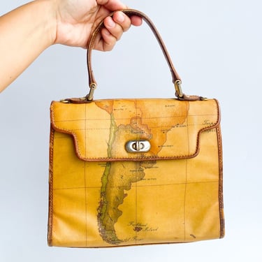 Vintage Italian Leather Map Handbag | Lost Girls Vintage | Logan Square ...