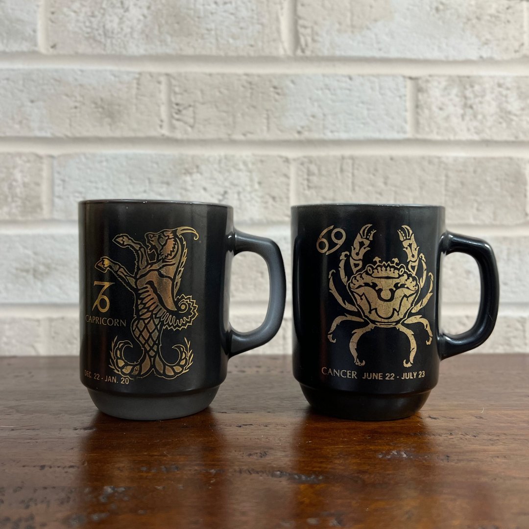 Vintage Anchor Hocking Zodiac Astrology Coffee Cups - Rare Collectible ...