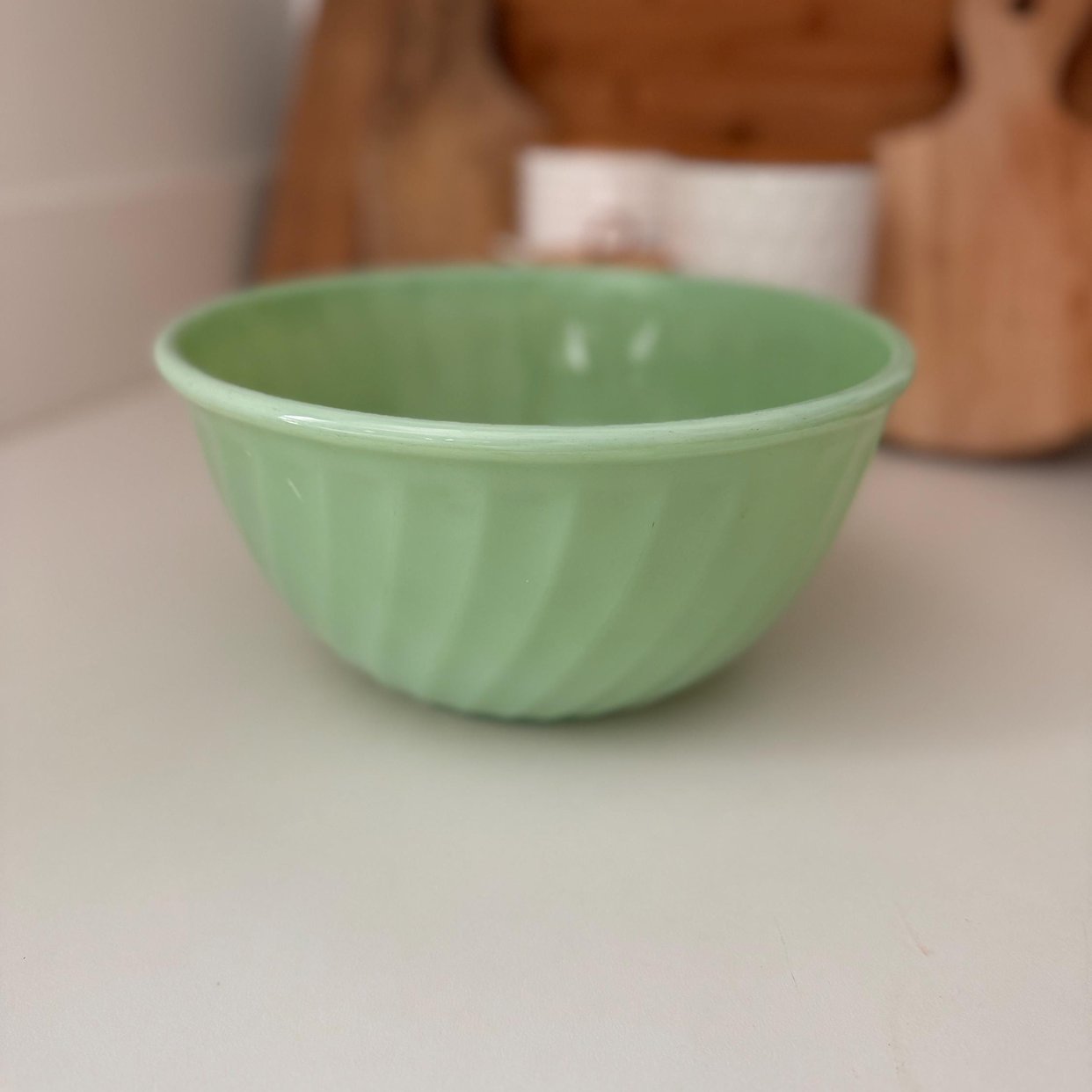 Vintage 9” Fire King Jadeite Mixing Bowl with Swirl | Midcentury Garage ...