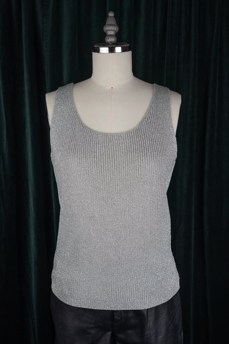 Vintage 80s Effect Super Sparkly Silver Knit Tank Top with | Cherry ...