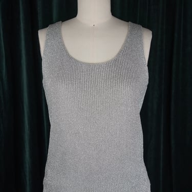 Vintage 80s Effect Super Sparkly Silver Knit Tank Top with | Cherry ...