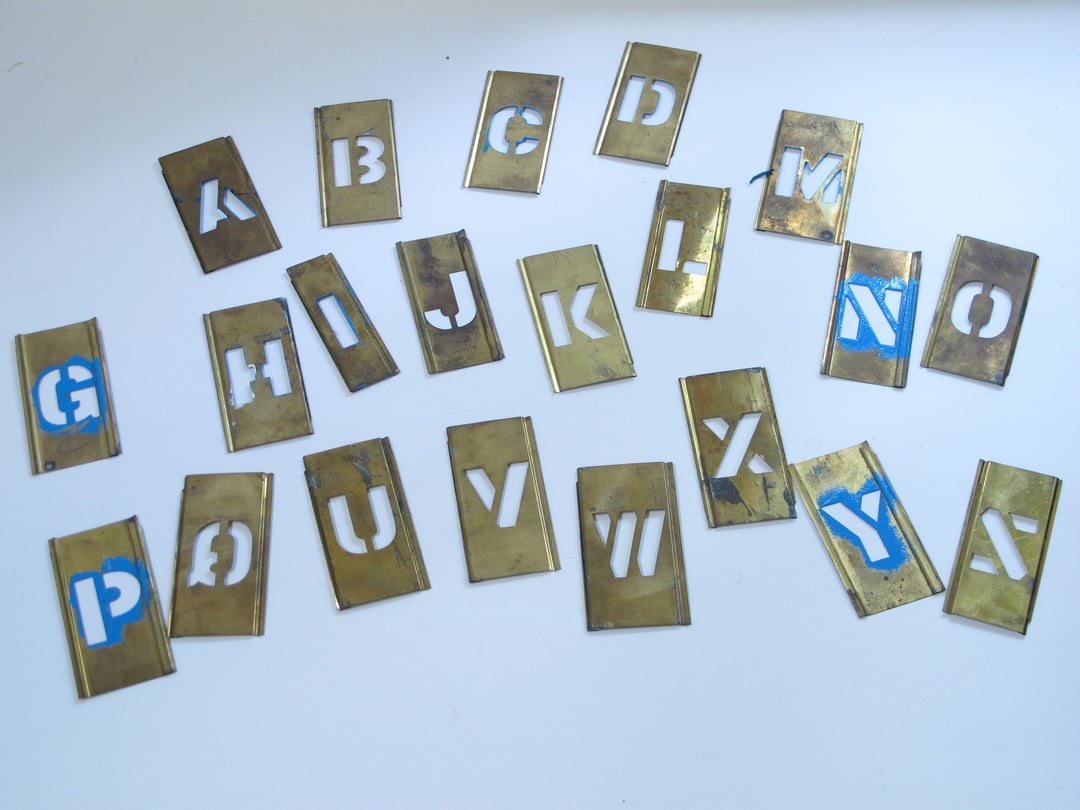Vintage Letters Stencils Set Brass Metal Stencil A-Z Alphabet Design ...