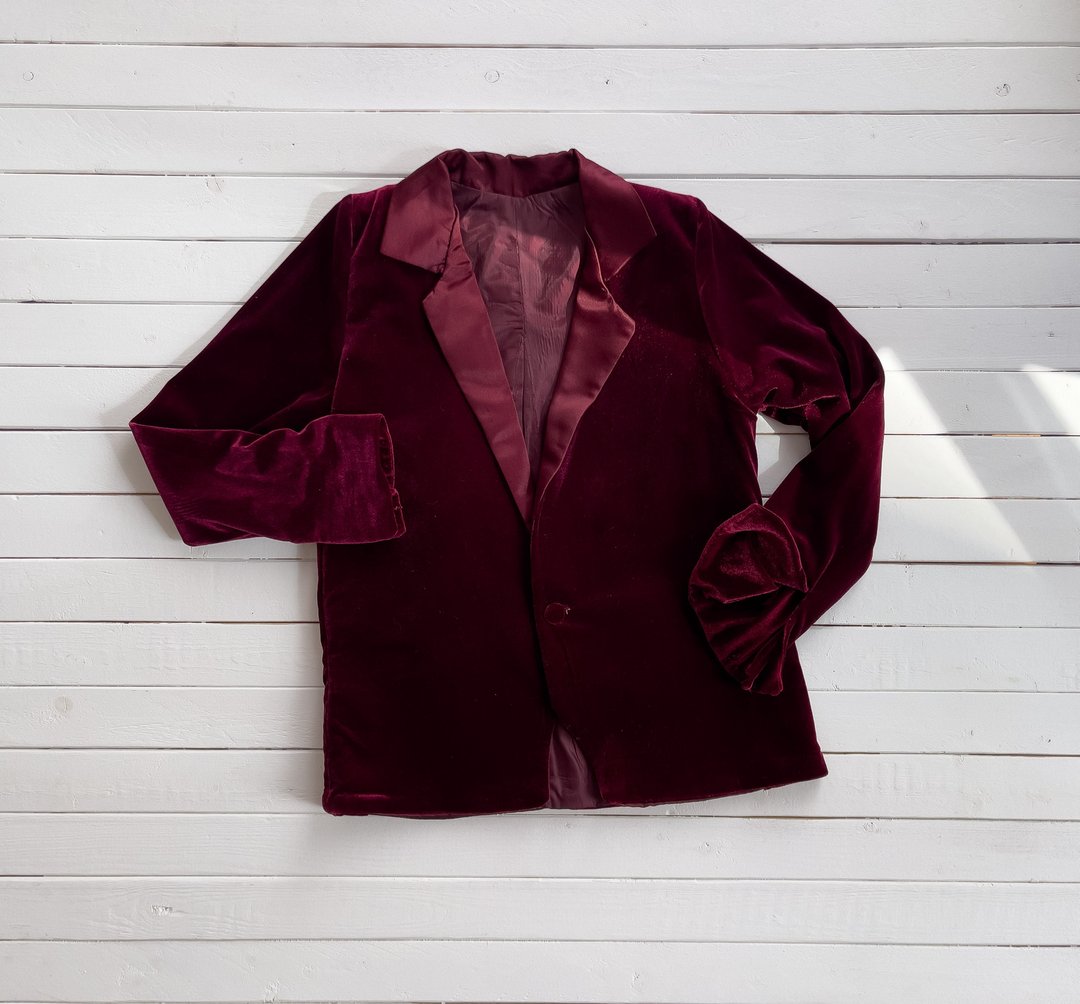red velvet jacket 90s vintage dark scarlet red blazer | Poppycock ...
