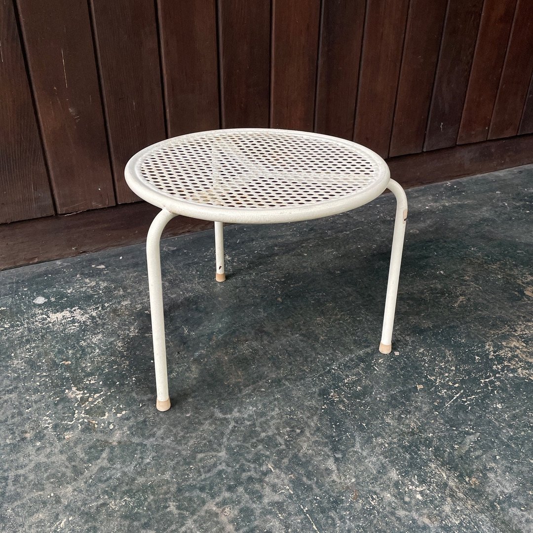Vintage EMU Perforated Side Table Tri-Leg White Mid-Century Modern ...