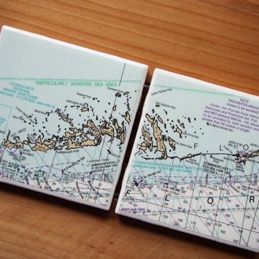 2009 Florida Keys Map Coaster Set of 2. Beach Dé | All Mapped Out ...