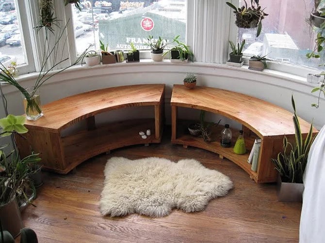 Curved bay window bench store