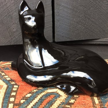 Large Vintage Black Haeger Pottery Cat - Mid Century Modern | Dare To ...