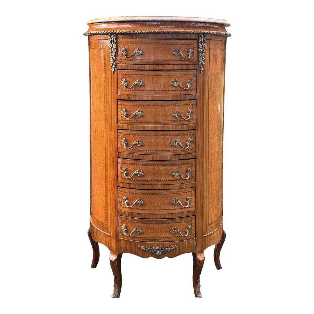 Late 19th Century French Regency 7 Drawer Ormolu Mounted Inlaid ...