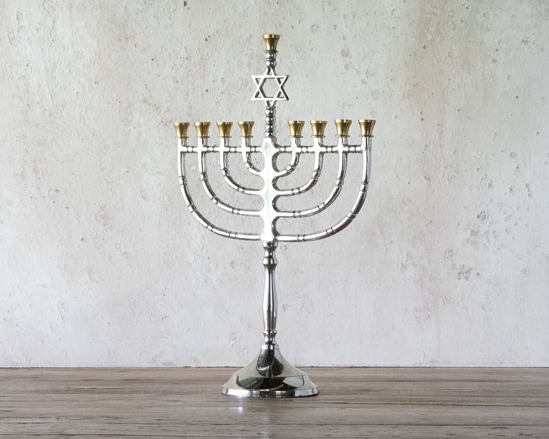 Vintage 9 Branch Menorah, Religious Candle Holder, Hanukkah Menorah ...